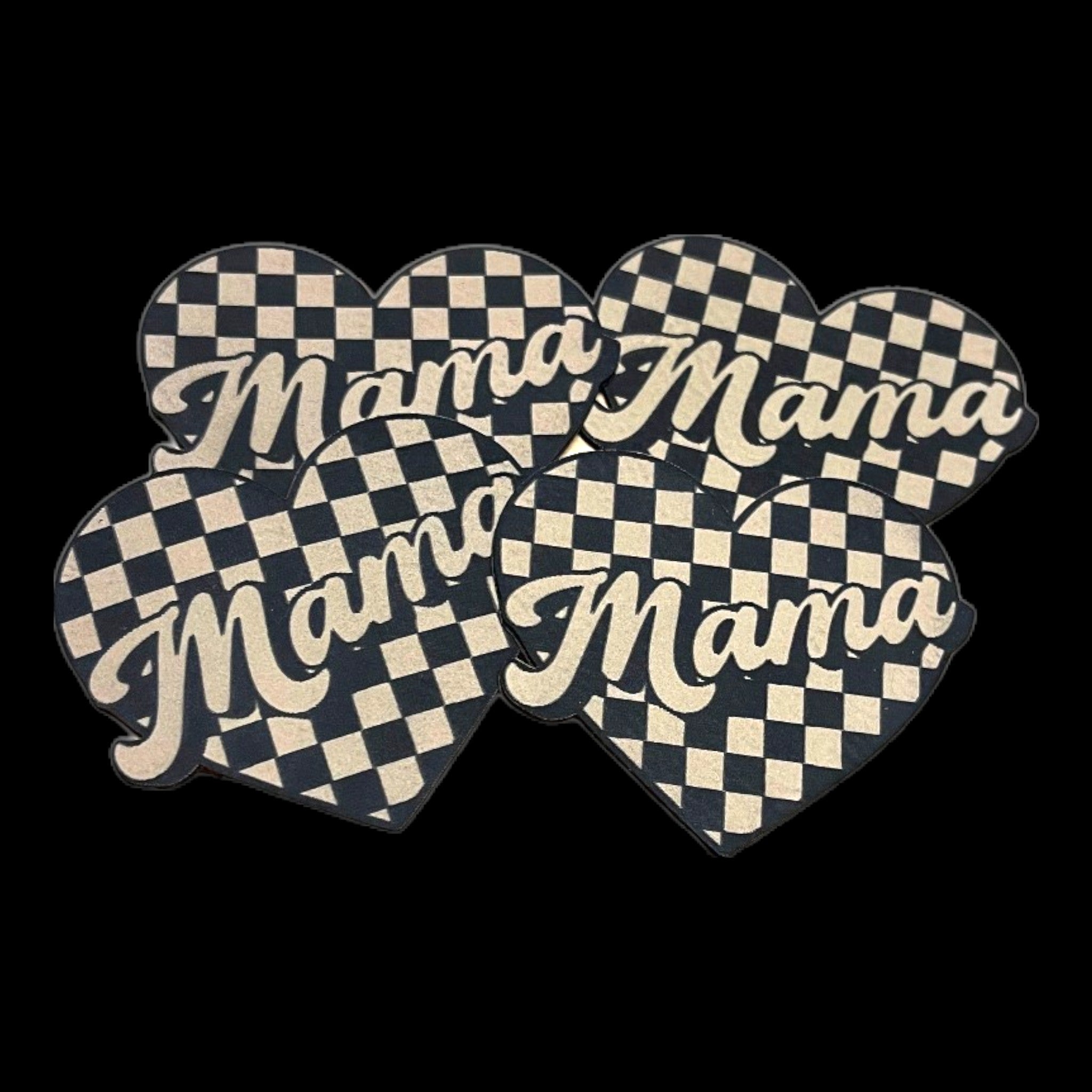 Motto- Checkered heart mama- Beige – Saltwater Stitches Hat Company LLC